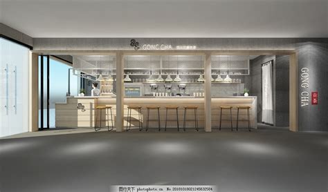 咖啡奶茶休闲吧3D渲染模型图片 3D素材 3D素材 图行天下素材网