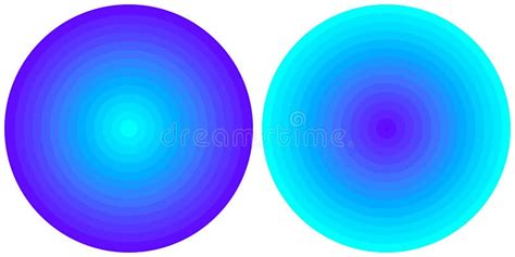 Set Of 2 Bright Abstract Blue And Cyan Radial Gradient Circles Isolated On White Background