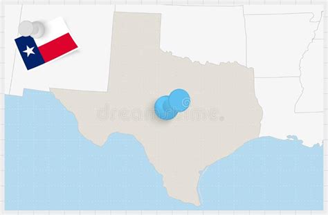 Map Of Texas With A Pinned Blue Pin Pinned Flag Of Texas Stock Vector