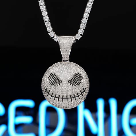 Iced Out Skeleton Necklace In White Icednight