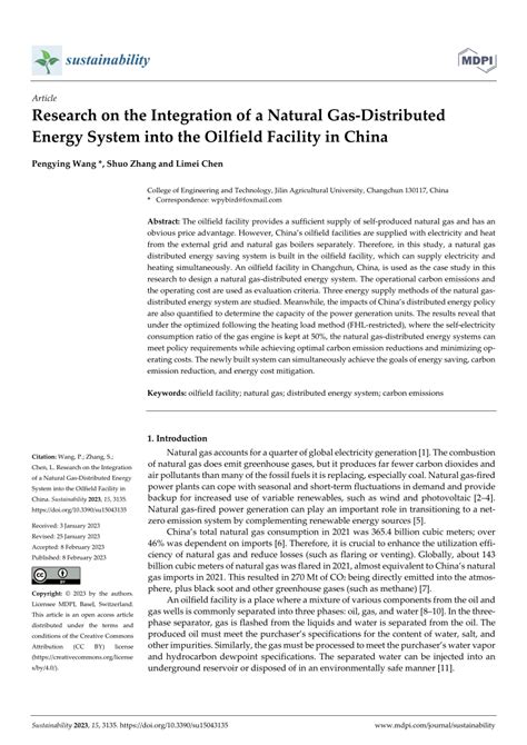 Pdf Research On The Integration Of A Natural Gas Distributed Energy