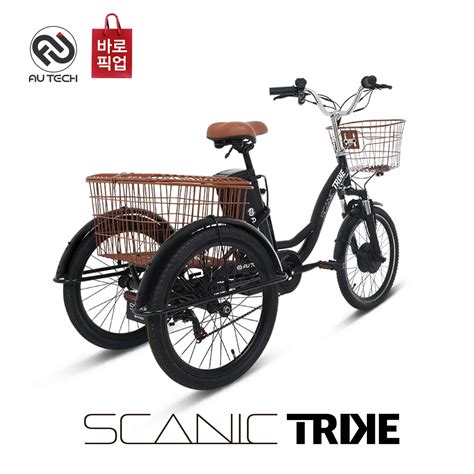 [au테크 스카닉 트라이크 성인 어르신 노인 세발 삼륜 전동 전기자전거 36v 10ah]