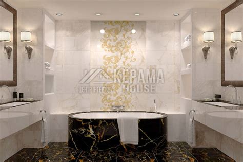 Настенная плитка под мрамор Saint Laurent черный 300x600 Golden Tile ...