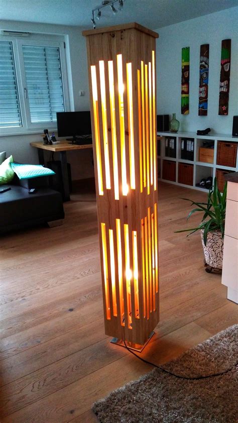 Rustic Wooden Floor Lamp