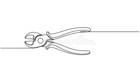 Continuous Line Art Drawing Of A Wire Cutter Tool On A White Background
