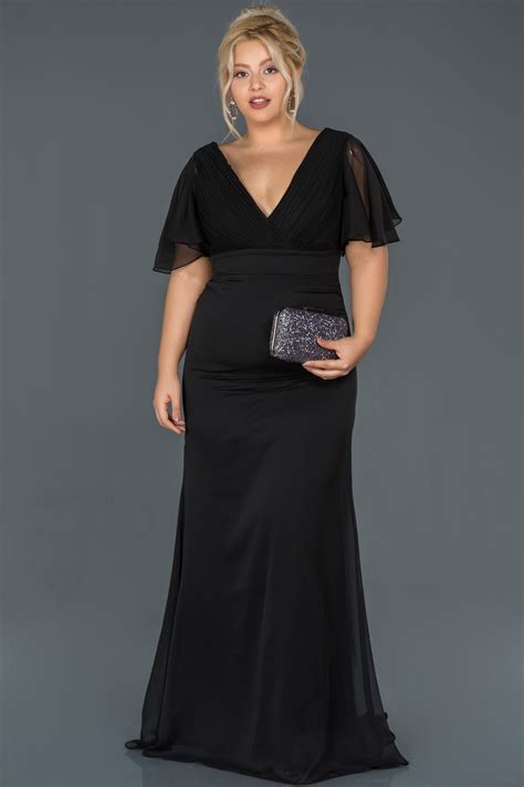 Robe De Soirée Grande Taille Longue Noir Abu994