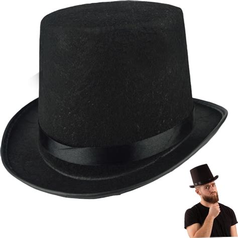 Top Hats For Men Tall Black Top Hat Adult Size 16cm Felt Magician
