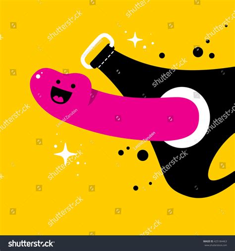 Handdrawn Illustration Cute Strapon On Yellow Immagine Vettoriale