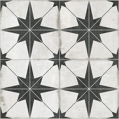 The Tiles Plaza Encaustic Peel And Stick Backsplash Black Star