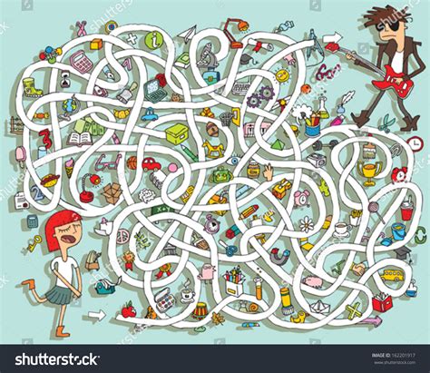 기타 메이즈 게임숨겨진 레이어의 솔루션그림은 Eps10 스톡 벡터로열티 프리 162201917 Shutterstock