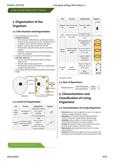 Solution Caie Igcse Biology 0610 Theory V1 Studypool