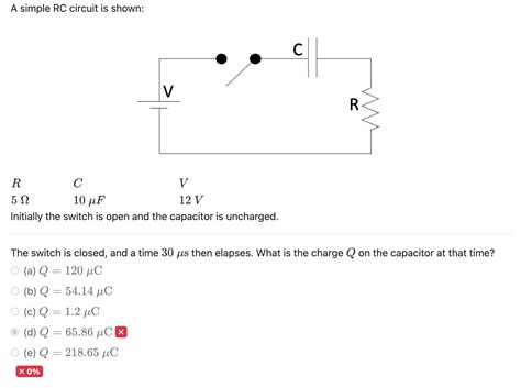 Solved A Simple Rc Circuit Is Showninitially The Switch Is