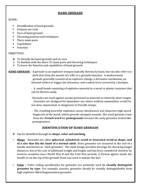 Hand Grenade Module Pdf Shell Projectile Ballistics