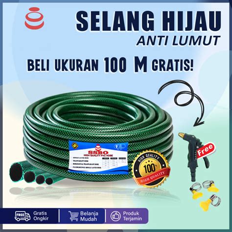 SELANG AIR 1 ROL 100 METER 1 2 5 8 3 4 INCH BENANG HIJAU ANTI LUMUT