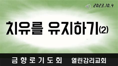 그리스도인의 정체성 8 치유를 유지하기2 치유고백의 중요성 치유기도 받은 후 간증의 중요성 간증을 유지하기 치유받은