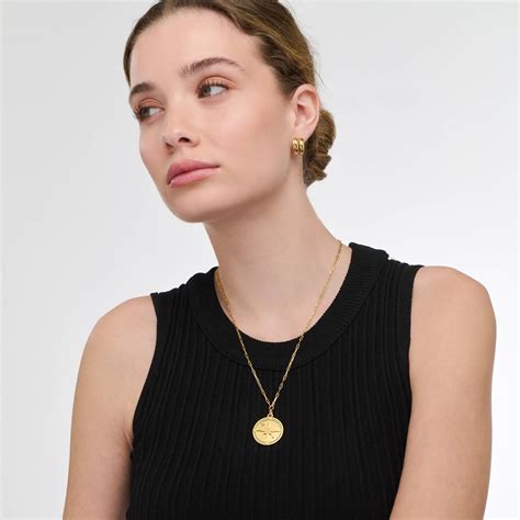 True North Engraved Compass Necklace Gold Vermeil Oak And Luna