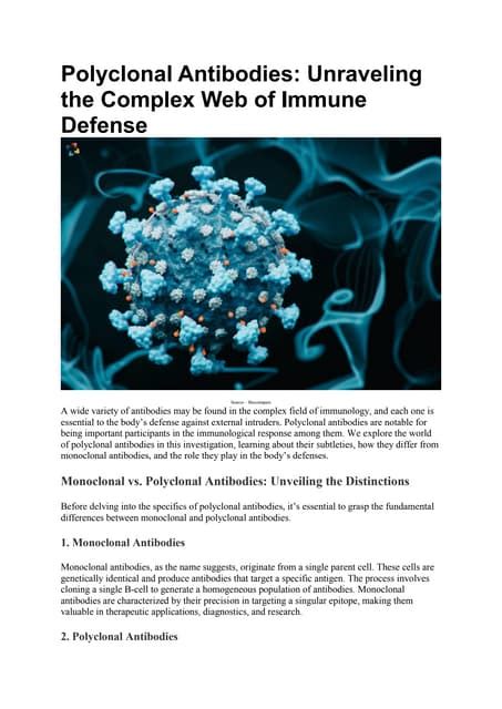 Comparison Between Monoclonal Antibodies And Polyclonal Antibodies Ppt