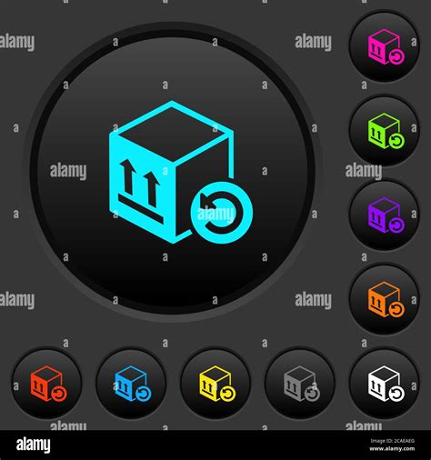 Package Return Dark Push Buttons With Vivid Color Icons On Dark Grey