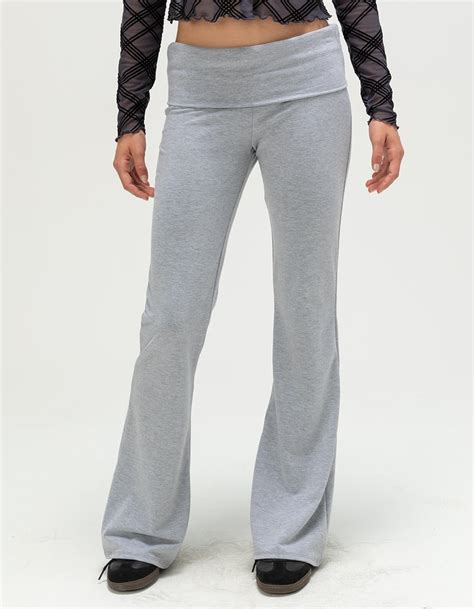 Tillys Fold Over Flared Womens Pants Heather Gray Xxl Tillys