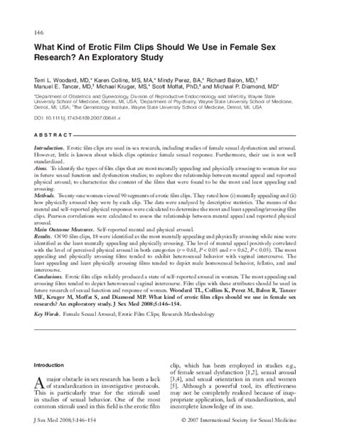 Pdf What Kind Of Erotic Film Clips Should We Use In Female Sex