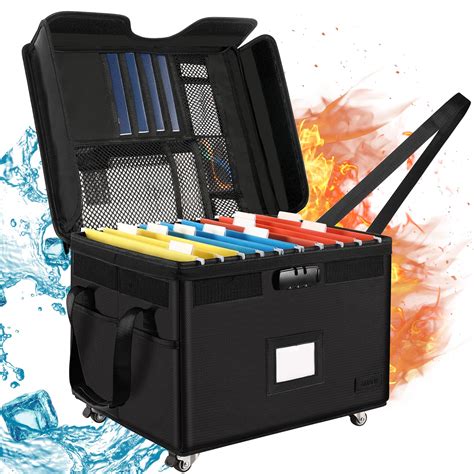Buy File Box With Wheels Fireproof Document Box With Lock Portable Rolling File Cabinet With 5