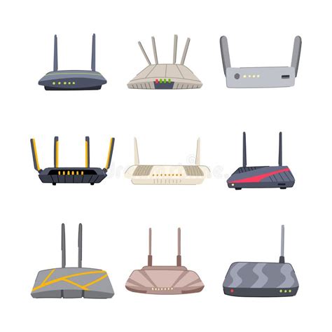 Router Set Cartoon Vector Illustration Stock Vector Illustration Of