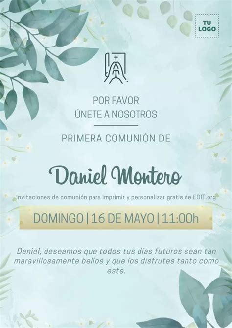 Invitaciones para Primera Comunión editables