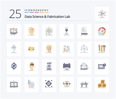Data Science And Fabrication Lab 25 Flat Color Icon Pack Including