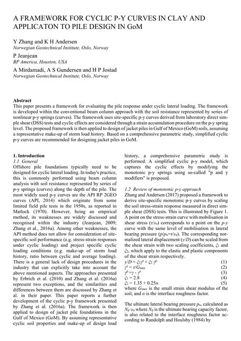 Pdf A Framework For Cyclic P Y Curves In Clay And Application To Pile