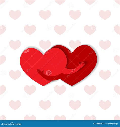 Couple In Love Concept Two Cute Hearts Hugging Stock Vector