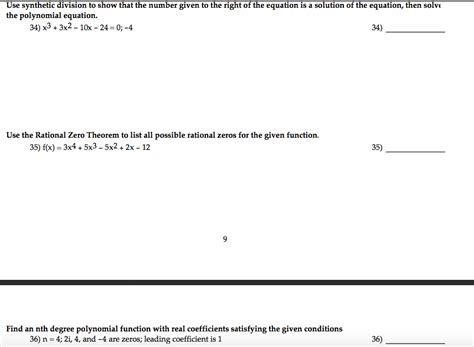 Solved Use Synthetic Division To Show That The Number Given