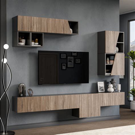 Kotor Moduler Modern Tv Unit Wall Mount â Customiz With Fireplace