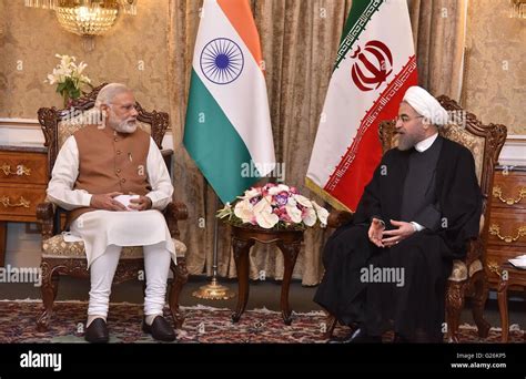Indian Prime Minister Narendra Modi With Iranian President Hassan