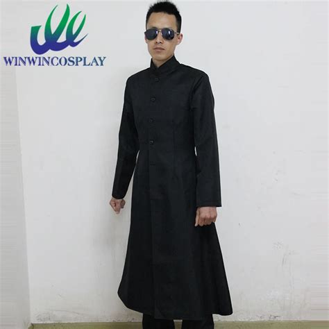 Free Shipping The Matrix Cosplay Costume Neo Trench Coat Uniform Wind