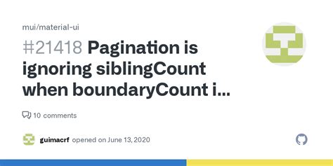 Pagination Is Ignoring Siblingcount When Boundarycount Is Zero · Issue