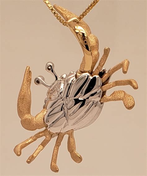 Denny Wong Blue Diamond Crab Pendant 14k 2 Tone Island Sun Jewelry