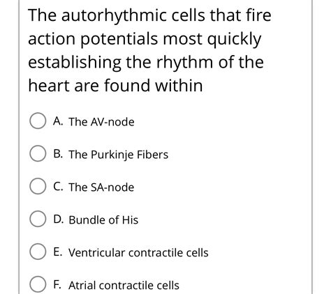 Solved The Autorhythmic Cells That Fireaction Potentials
