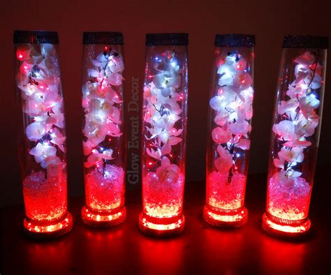 Led Orchid Cylinder Vase Glow Event Decor
