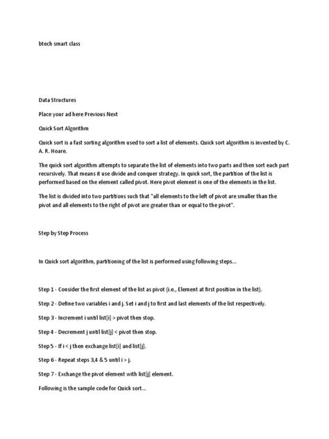 Quick Sort Algorithm Pdf Computer Science Mathematical Logic
