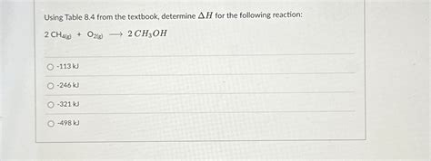solved using table 8 4 ﻿from the textbook determine Δh ﻿for