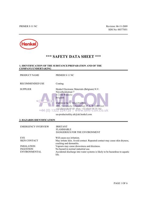 Safety Data Sheet Ami Con