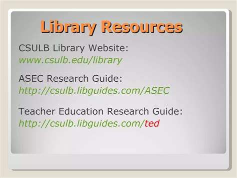 Csulb Library Resources Ppt