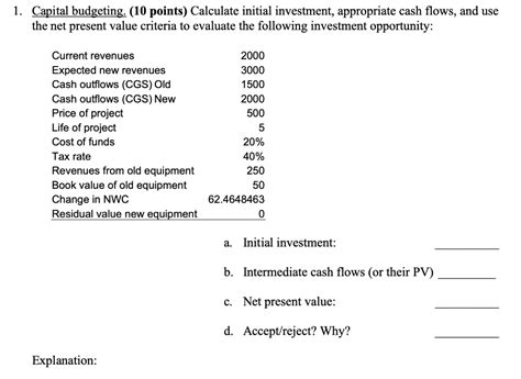 Solved Capital Budgeting 10 Points Calculate Initial Chegg