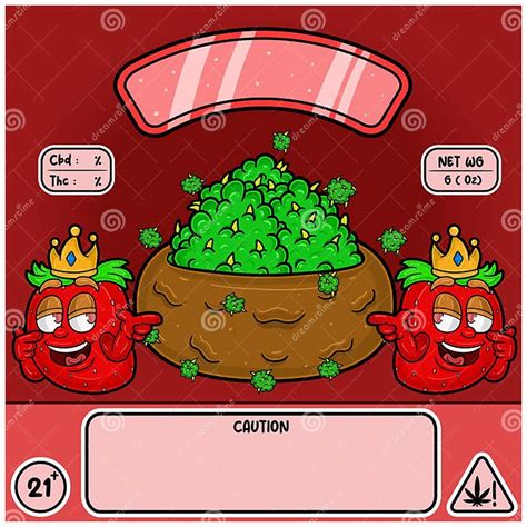 Strawberry Strain With Weedbud In Cartoon Style Weed Design For Logo