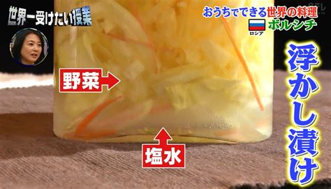 【世界一受けたい授業】荻野恭子レシピ『浮かし漬け』ロシア漬物 主婦の達人navi