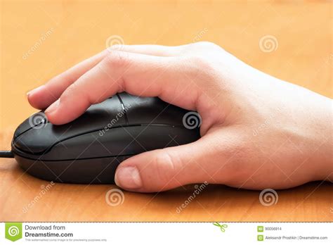 Female Hand On Computer Mouse Stock Photo Image Of Communicate Buttons 90056914