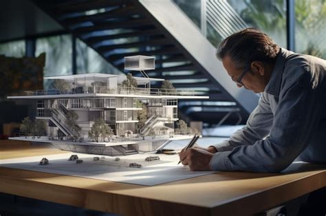 Premium Photo An Architect Sketching Out Innovative Building Generative Ai