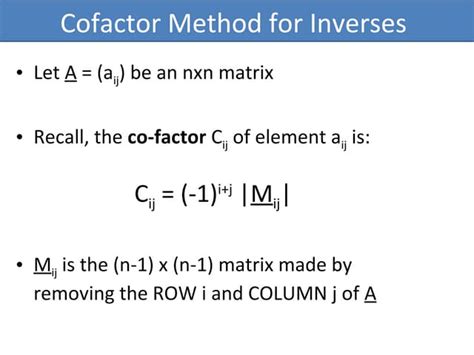 Co Factor Matrix Ppt