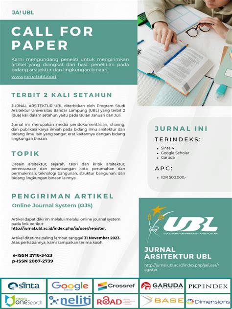 Call For Paper Jurnal Arsitektur Ubl Pdf