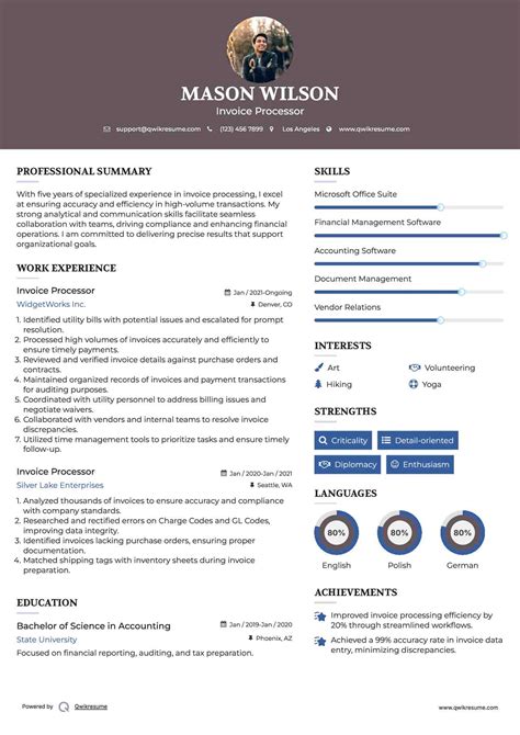 10 Invoice Processor Resume Samples And Templates For 2025